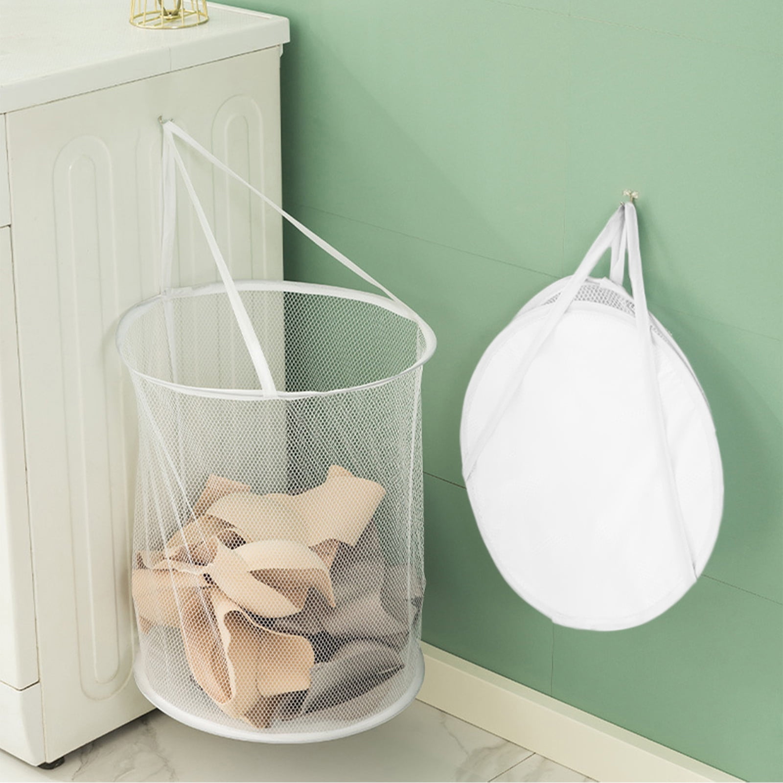 Aihimol Mesh Foldable Laundry Hamper With Handle For Wall Mounting ...