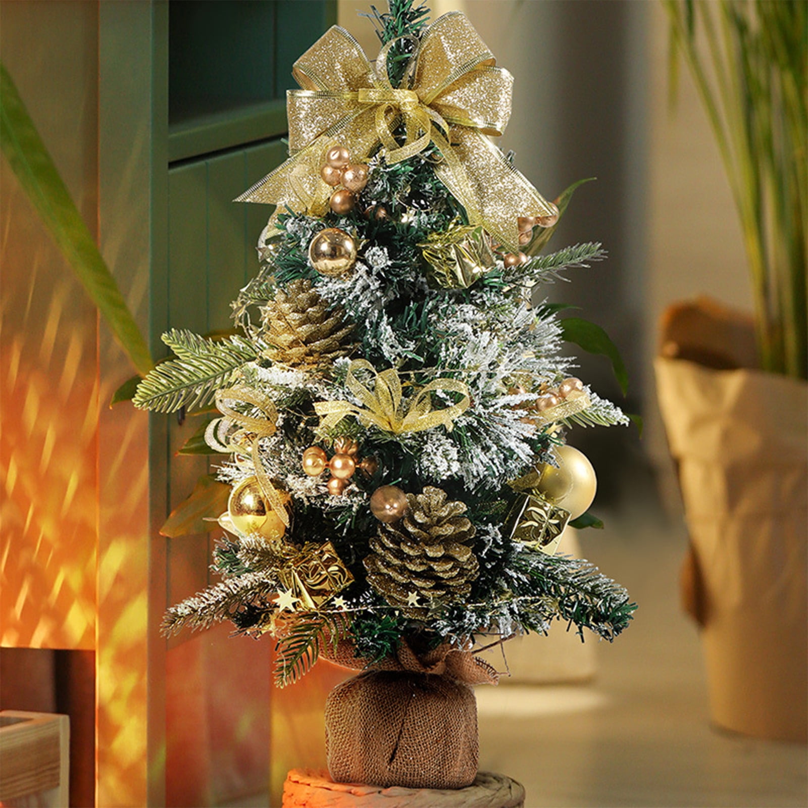 Aihimol Mini Artificial Christmas Trees Xmas Desktop Decoration Tree ...