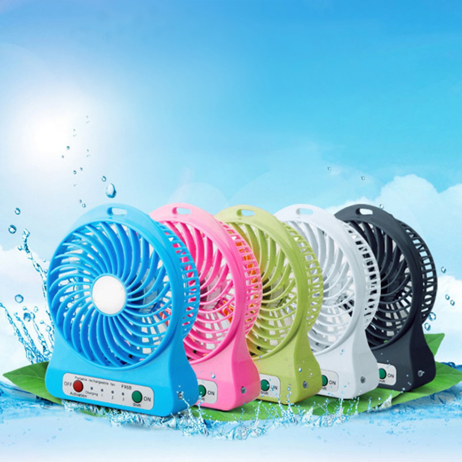 Aihimol Portable Small Desk Fan, Mute Snowflake Fan With LED Lantern ...