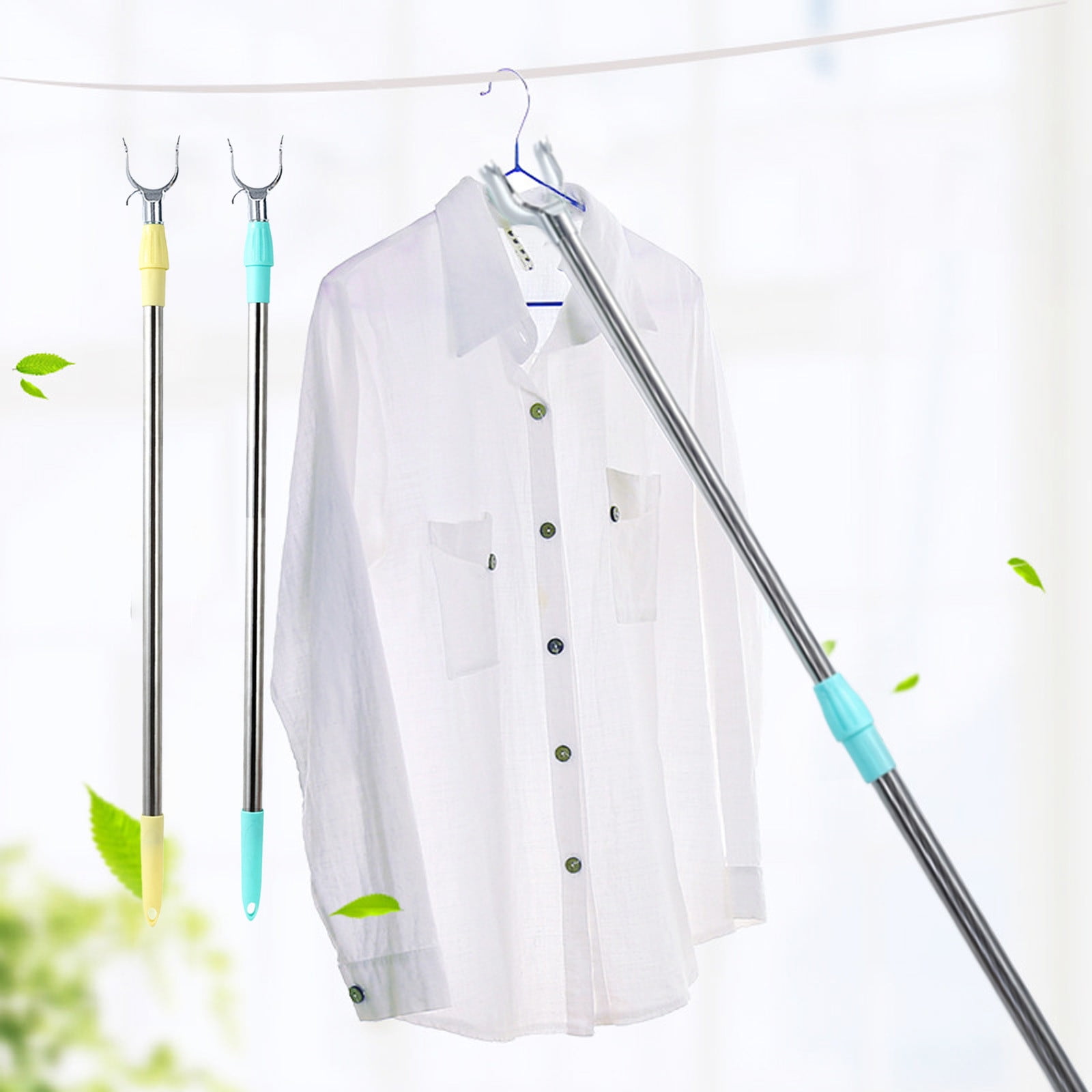 Aihimol Retractable Closet Pole,With Utility Hooks, Closet Hooks ...