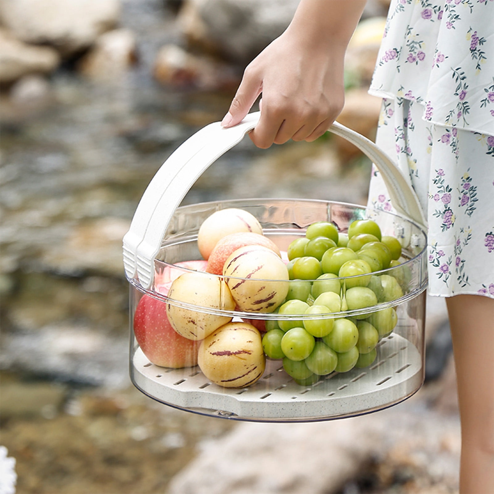 Aihimol Rotatable Picnic Basket With Multifunctional Lid Tray With Wide ...