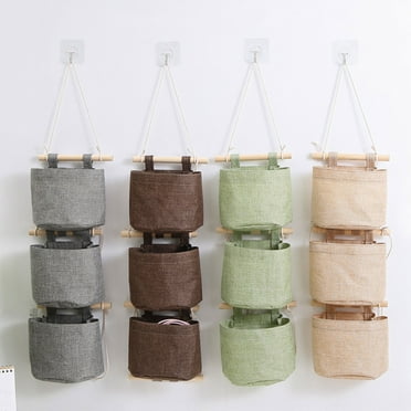 Human4Kind Wall Hanging Storage Bags, Small Linen Wall Pocket Hanging ...