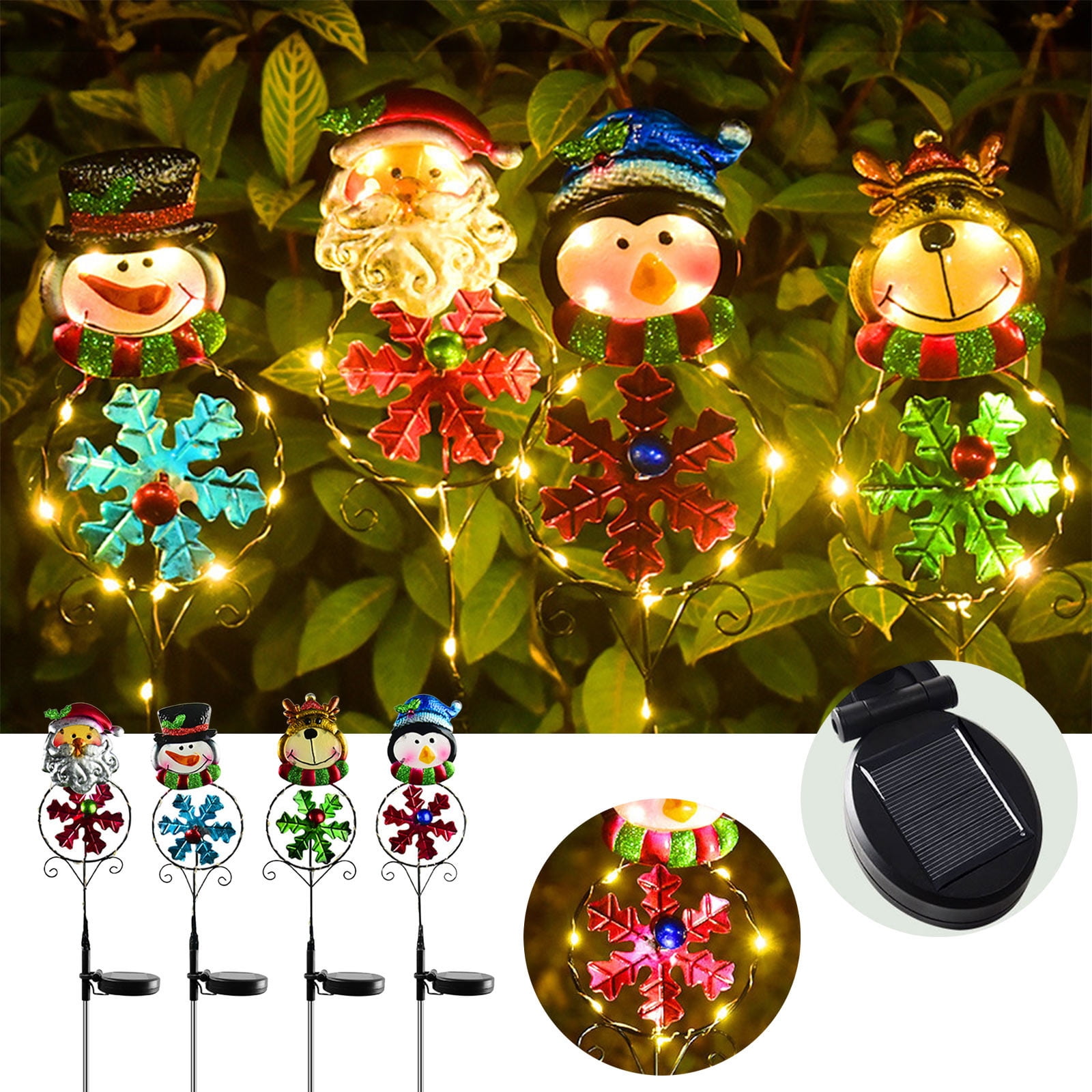Aihimol Solar Outdoor Garden Pathway Stake Lights: LED Snowman Penguin ...