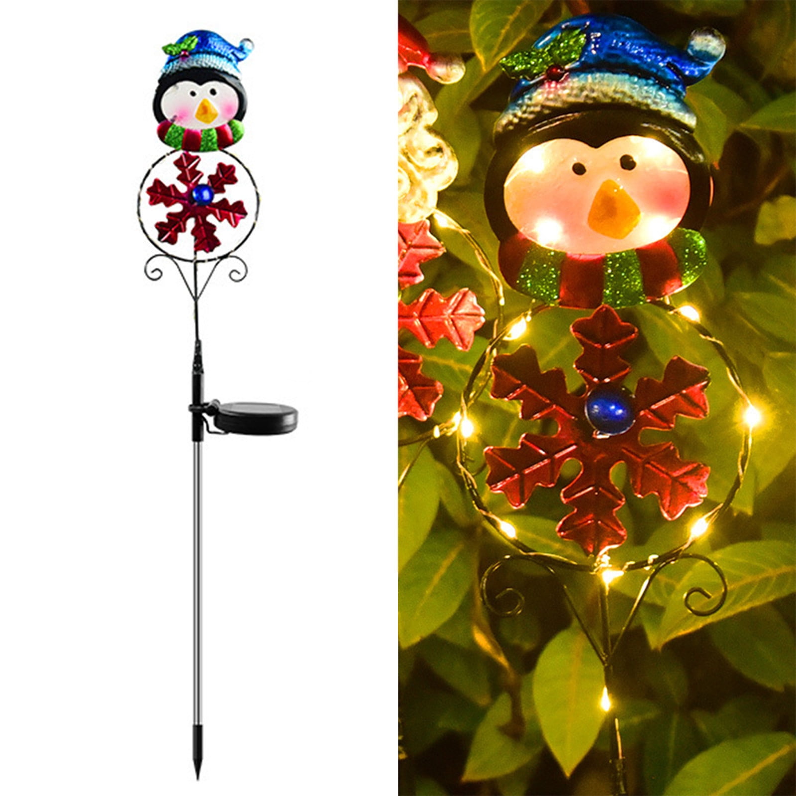 Aihimol Solar Outdoor Garden Pathway Stake Lights: LED Snowman Penguin ...