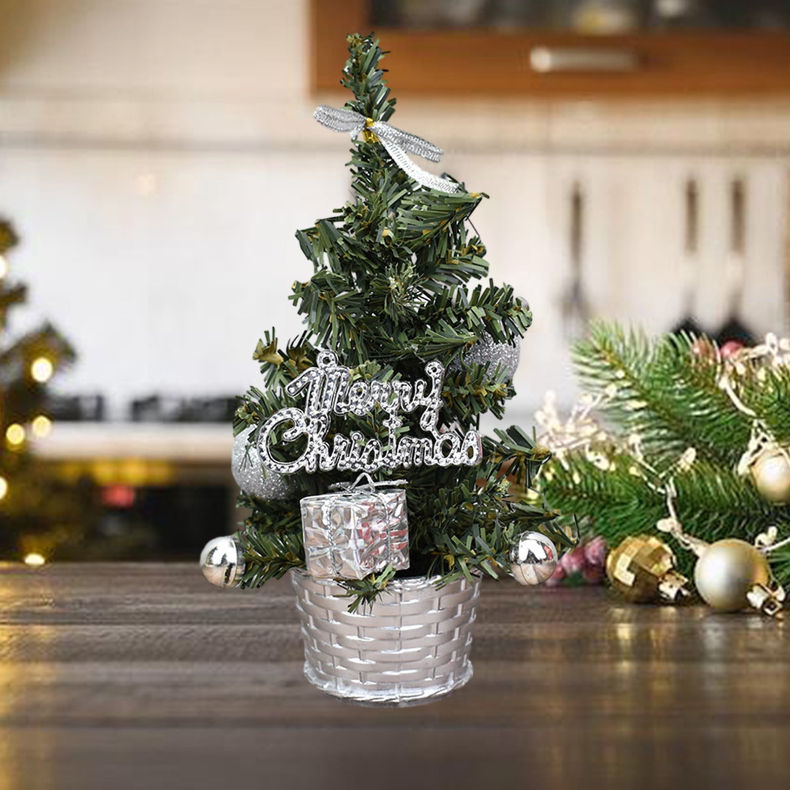 Aihimol Tabletop Mini Christmas Tree, 7.87 Inch Artificial Plastic ...