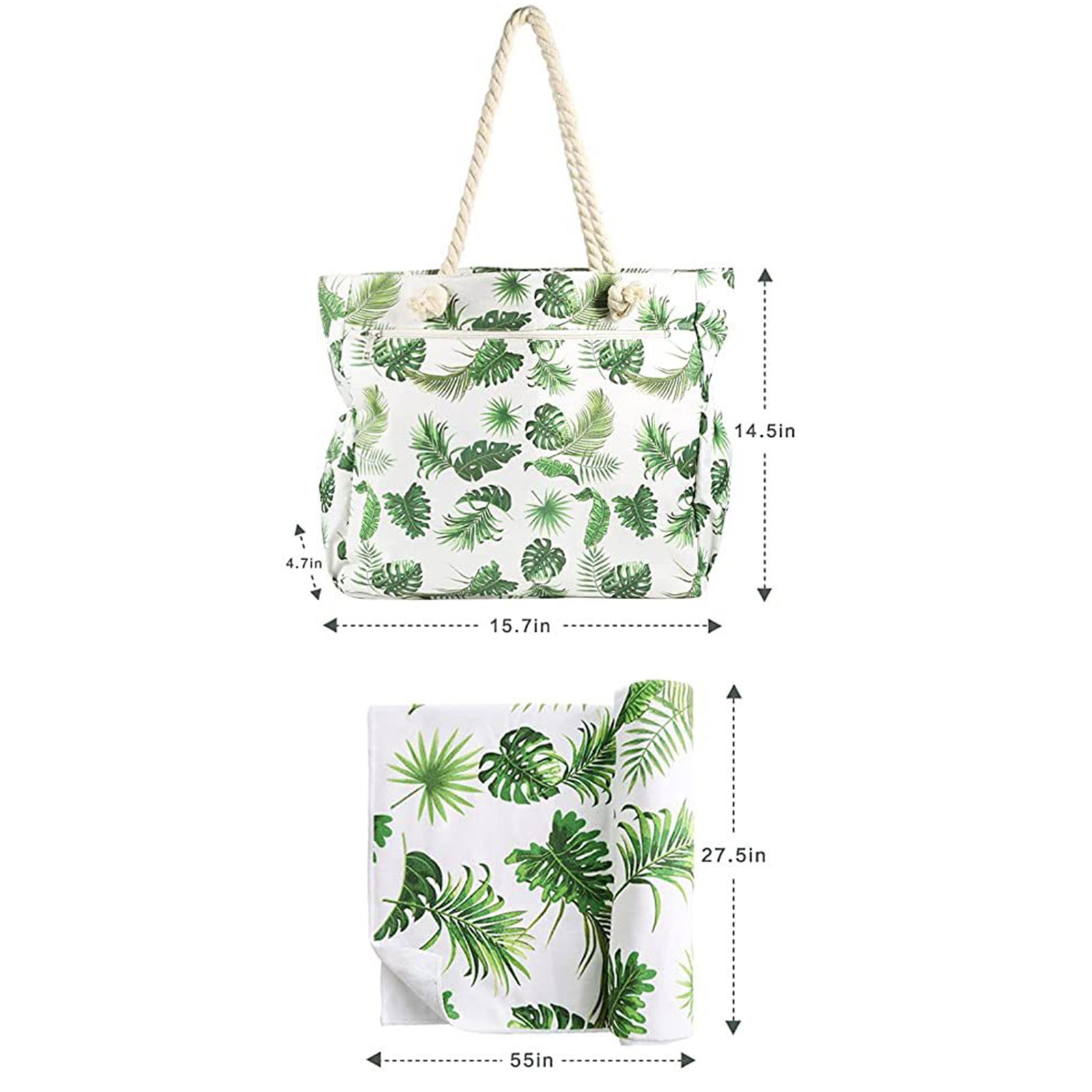 Aihimol Tropical Summer Palm Tree Leaf Large Beach Bag Tote Bags ...
