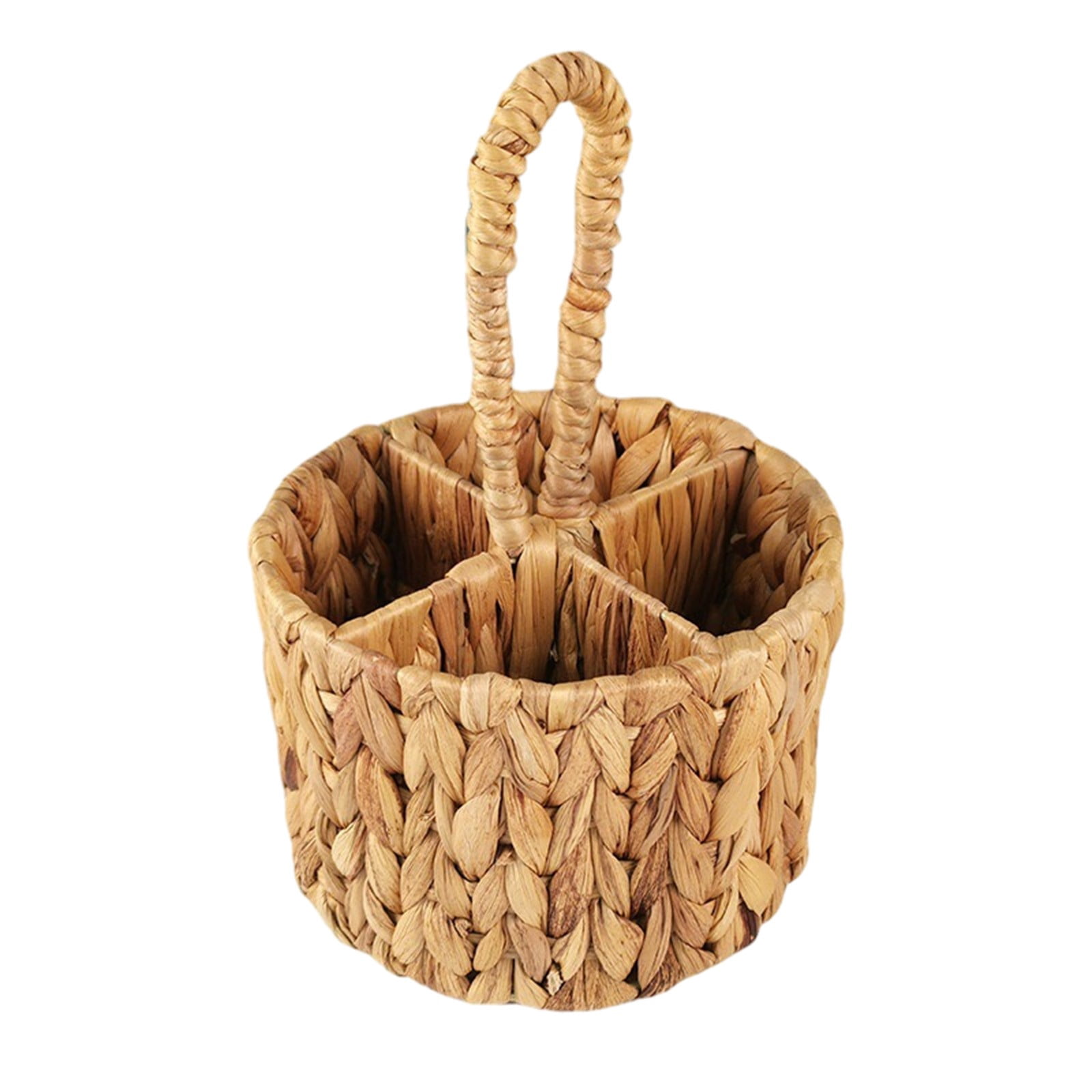 Aihimol Wicker Flatware Storage Basket Utensil Caddy Hand Woven Divided ...