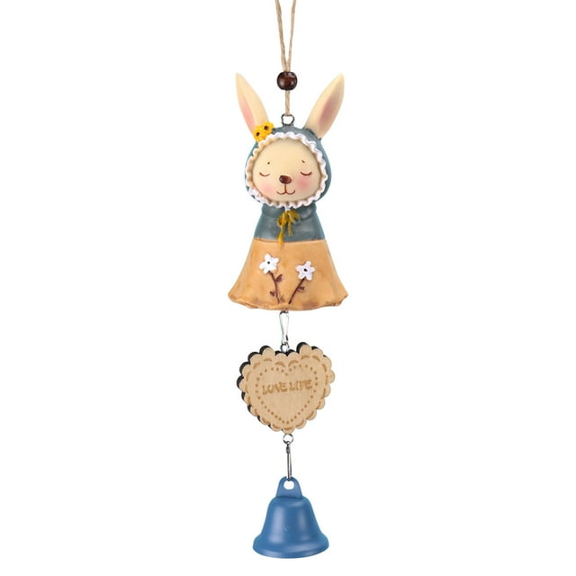 Aihimol Wooden Couple Bunny Hanging Wind Bell Pendant,Easter Cartoon ...
