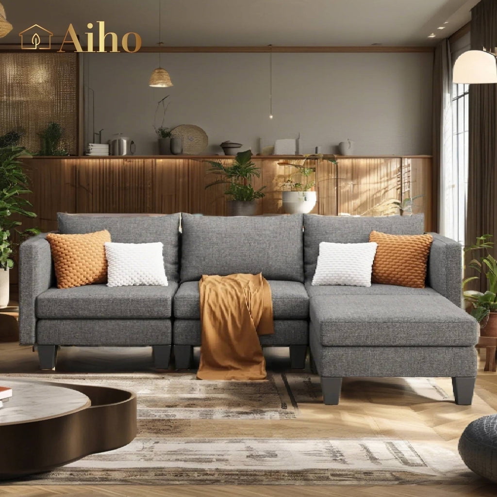 Aiho 102" L Modern Sectional Sofa, 77" L L-shaped Sofa with 4 ...