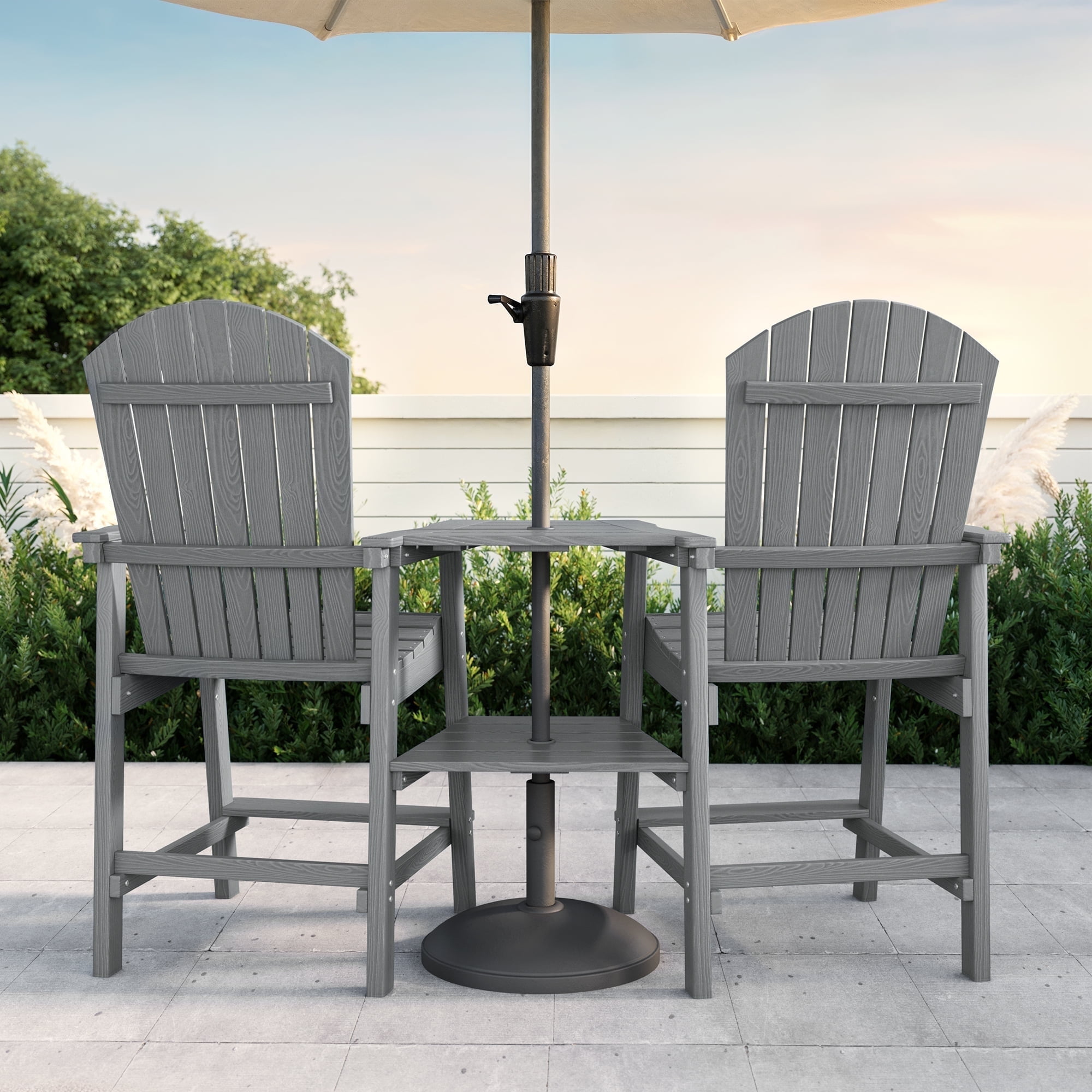 Aiho 2-Pack Tall Weather-Resistant Adirondack Chairs with Double ...