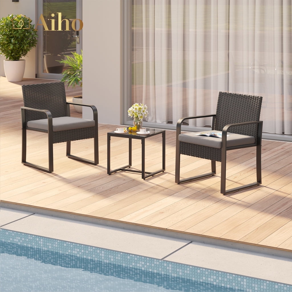 Aiho 3-Piece Outdoor Conversation Set - Gray - Walmart.com