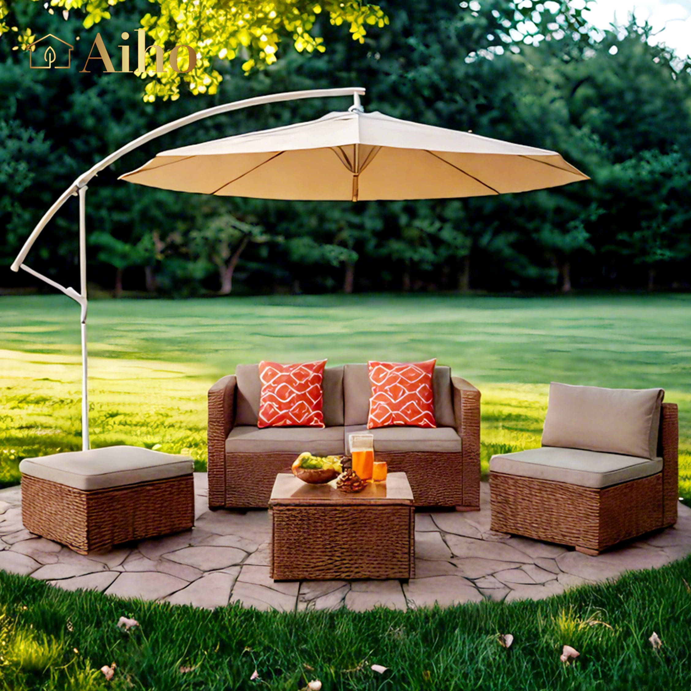 Aiho Weather-Resistant 4-Piece Outdoor Patio Furniture Set with ...