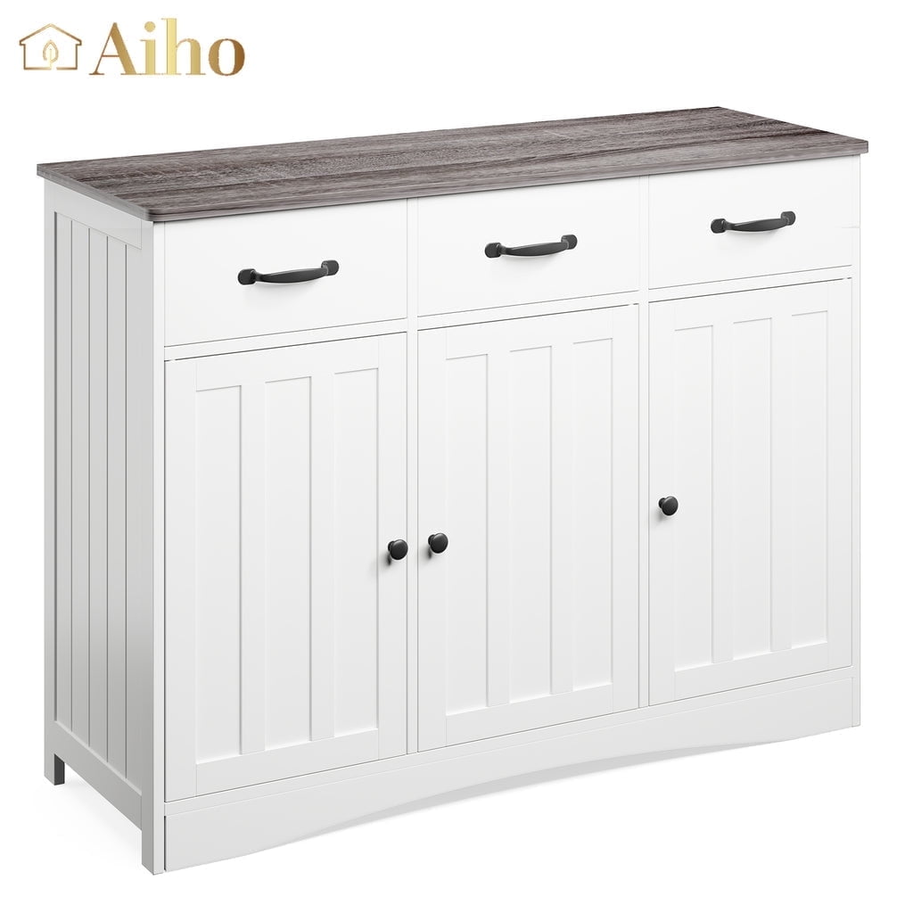 Aiho Gray Storage Furniture, 42.5"W Sideboard with Adjustable Shelves ...