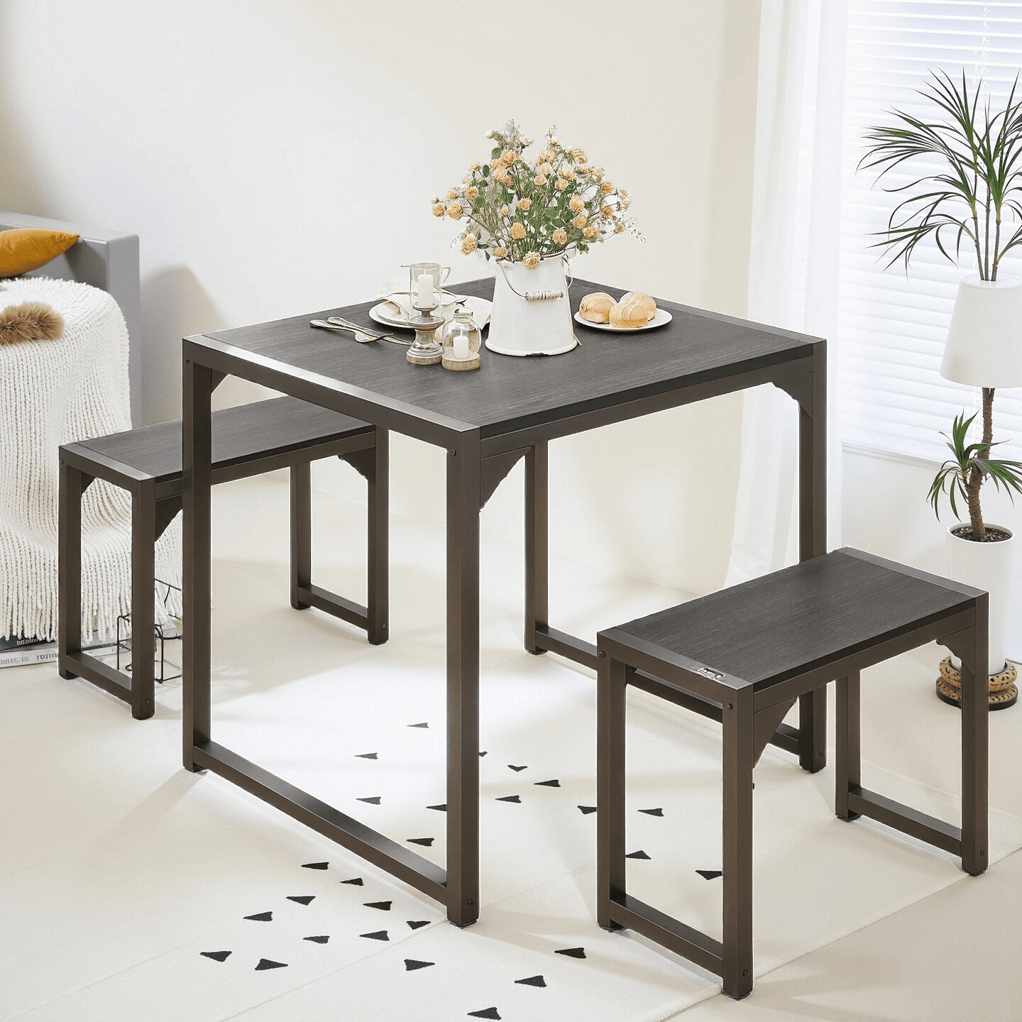 Compact High-Quality Dining Table Set with 4 Stools for Small Spaces ...