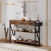 Winsome Wood Concord Half Moon Console Table with Storage Shelves ...