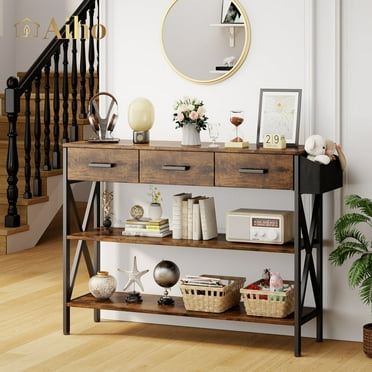 Ktaxon 3-Tier Small Storage Console Table with 3 Drawers, for Entrance ...
