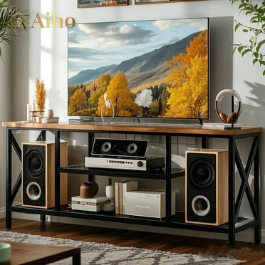 Uforic Farmhouse TV Stand with Mount for 60/65/70 inch TVs ...