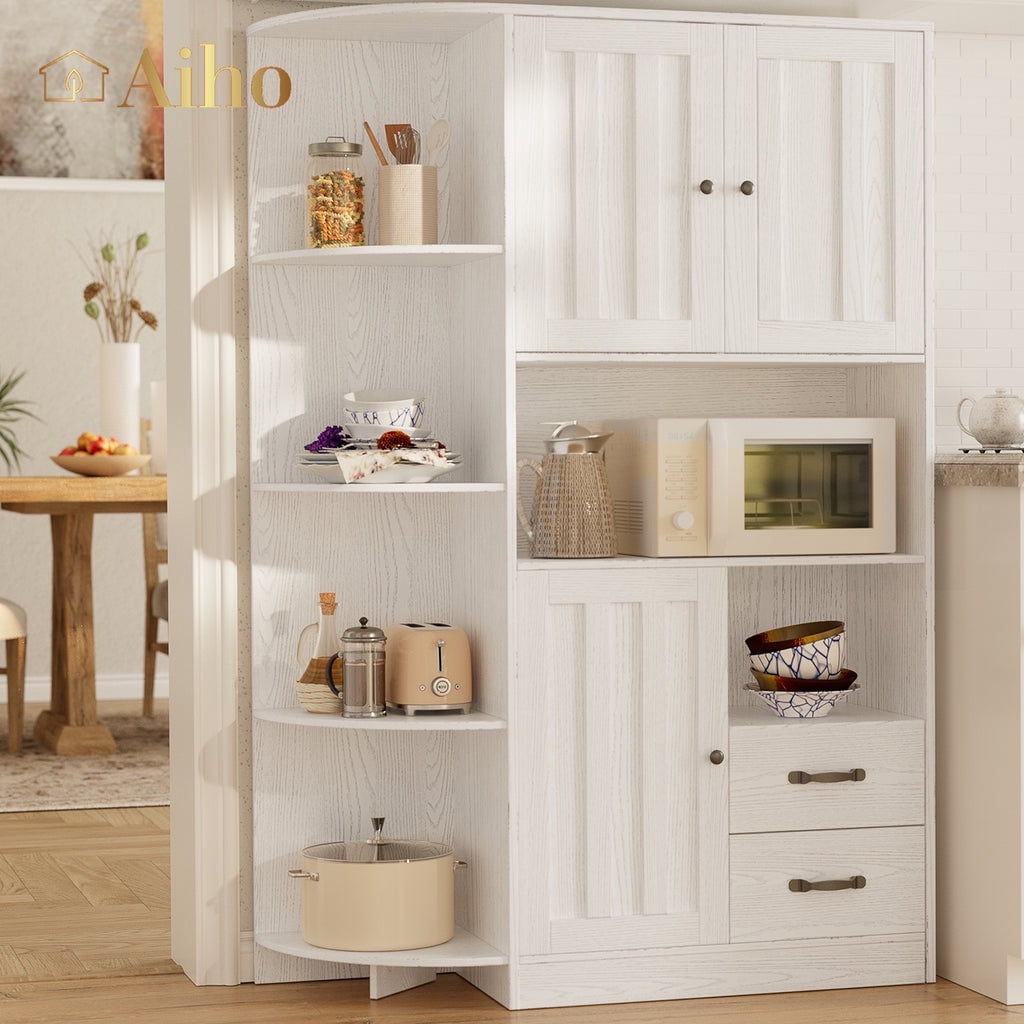 Aiho 60.4" Farmhouse Kitchen Pantry Storage Cabinet, Tall Kitchen ...