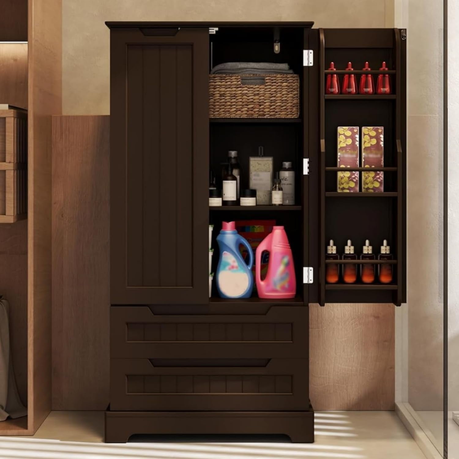 Aiho 63" Freestanding Kitchen Pantry Storage Cabinet with Drawers ...