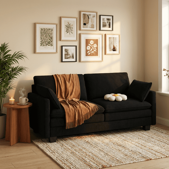 Aiho 75" L Loveseat Sofa, Comfy Corduroy Fluffy Couch with Deep Seat ...