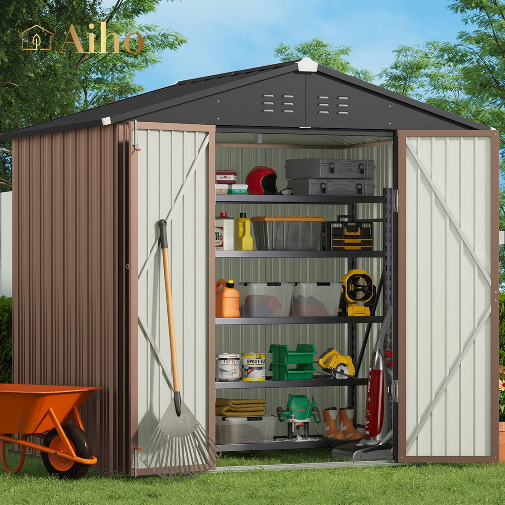 Aiho Galvanized 8' x 6' Shed: Big Outdoor Storage with Air Vent ...