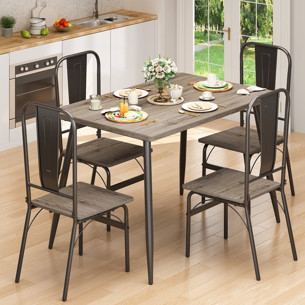 Aiho Dining Table Set for 4, 5 Piece Kitchen Table and Chairs Set for ...
