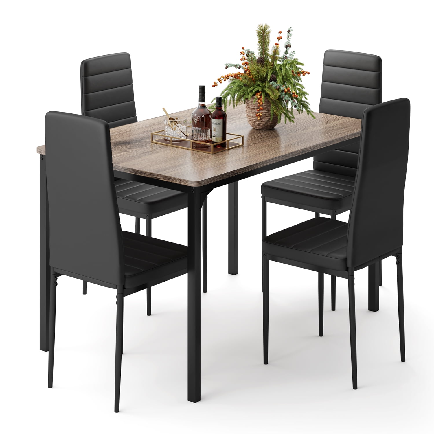Aiho 4-Person Dinette Set, Family Dinner Furniture, Kitchen Dining ...
