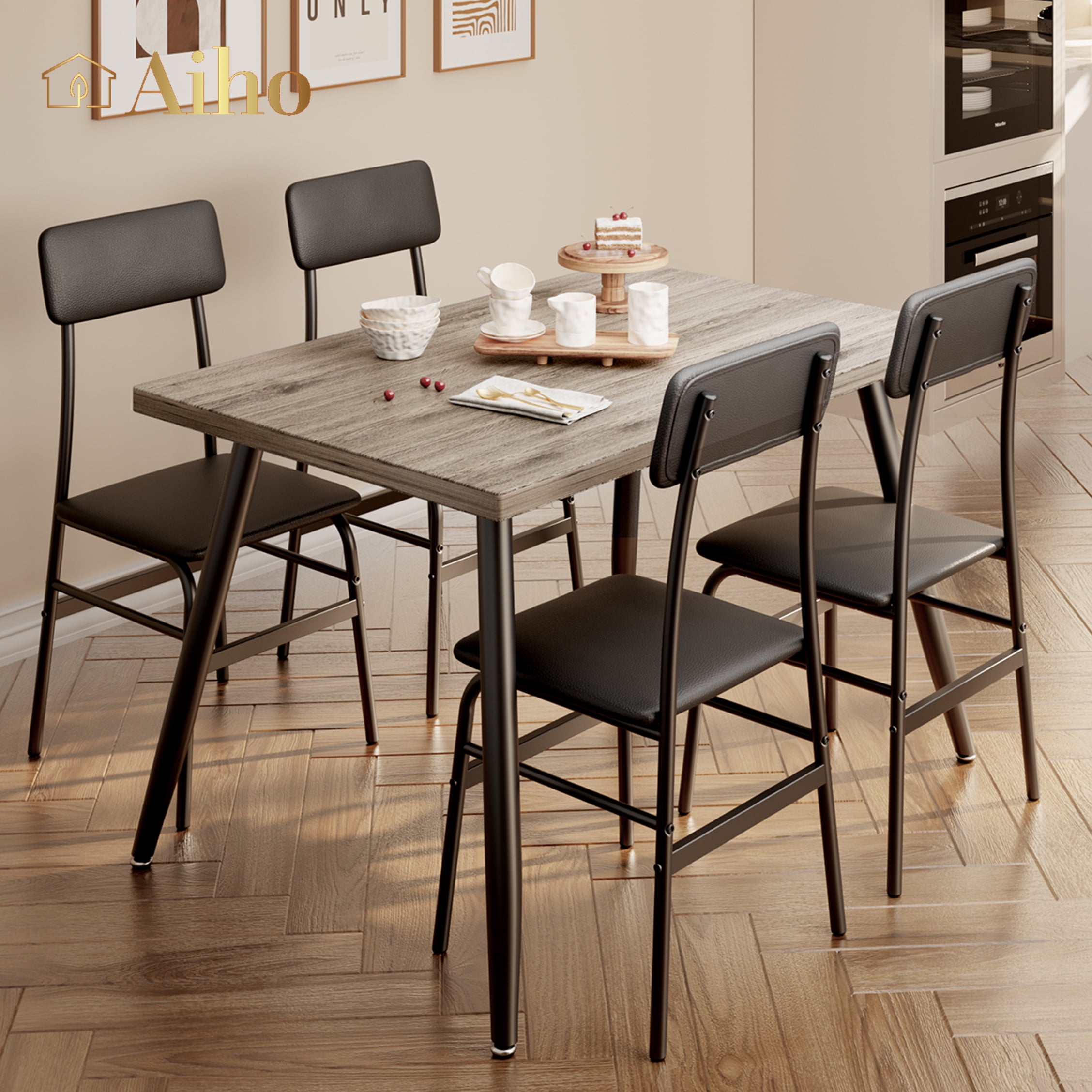 Aiho 4-Person Dinette Set, Family Dinner Furniture, Kitchen Dining ...