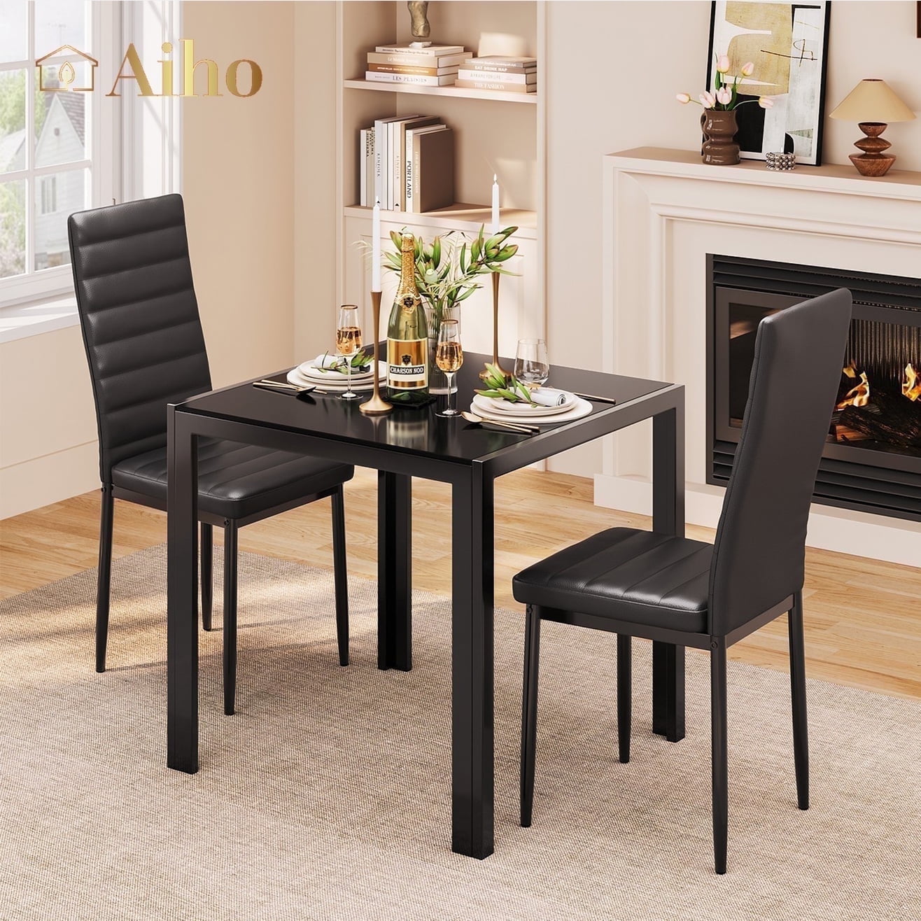Aiho Dining Table Sets Clearance with 2 PU Leather Chairs For Kitchen ...