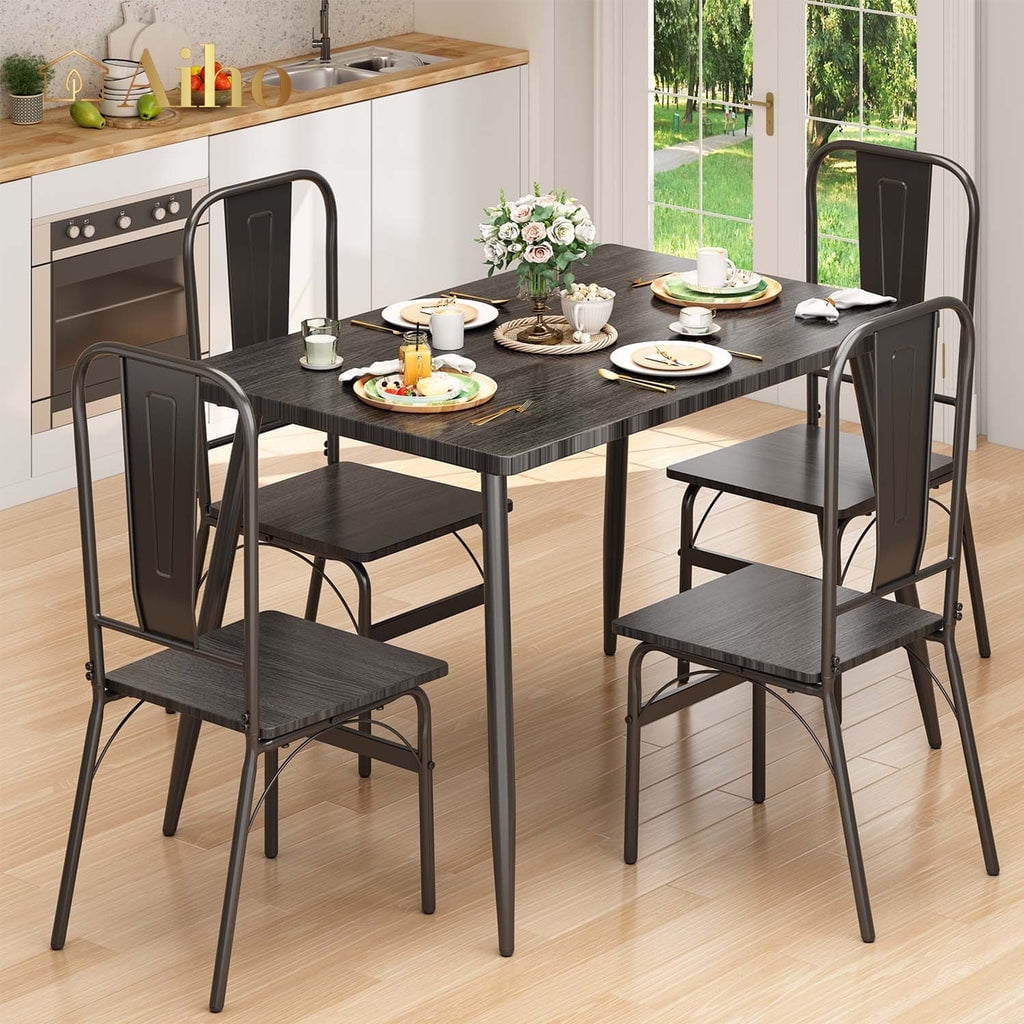 AIHO Compact 5-Piece Dining Set, Sturdy Wood Dinette for 4, Space ...