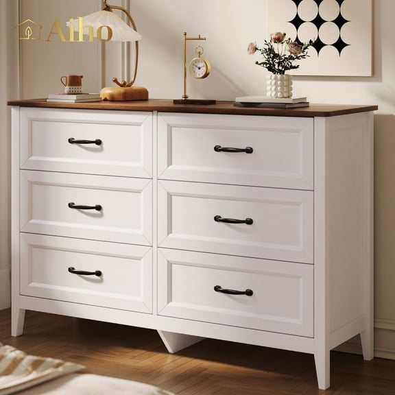 12-Drawer Wooden Dresser, Modern Wide Chest of Drawers & TV Stand for ...