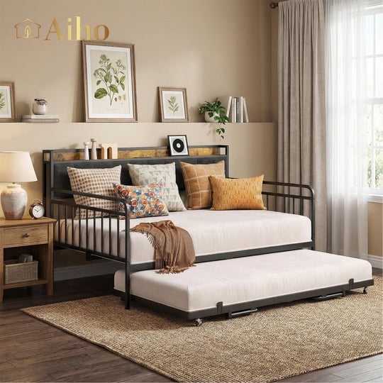 Aiho Full Size Metal Daybed Frame, Twin Sofa Daybed Frame with Storage ...