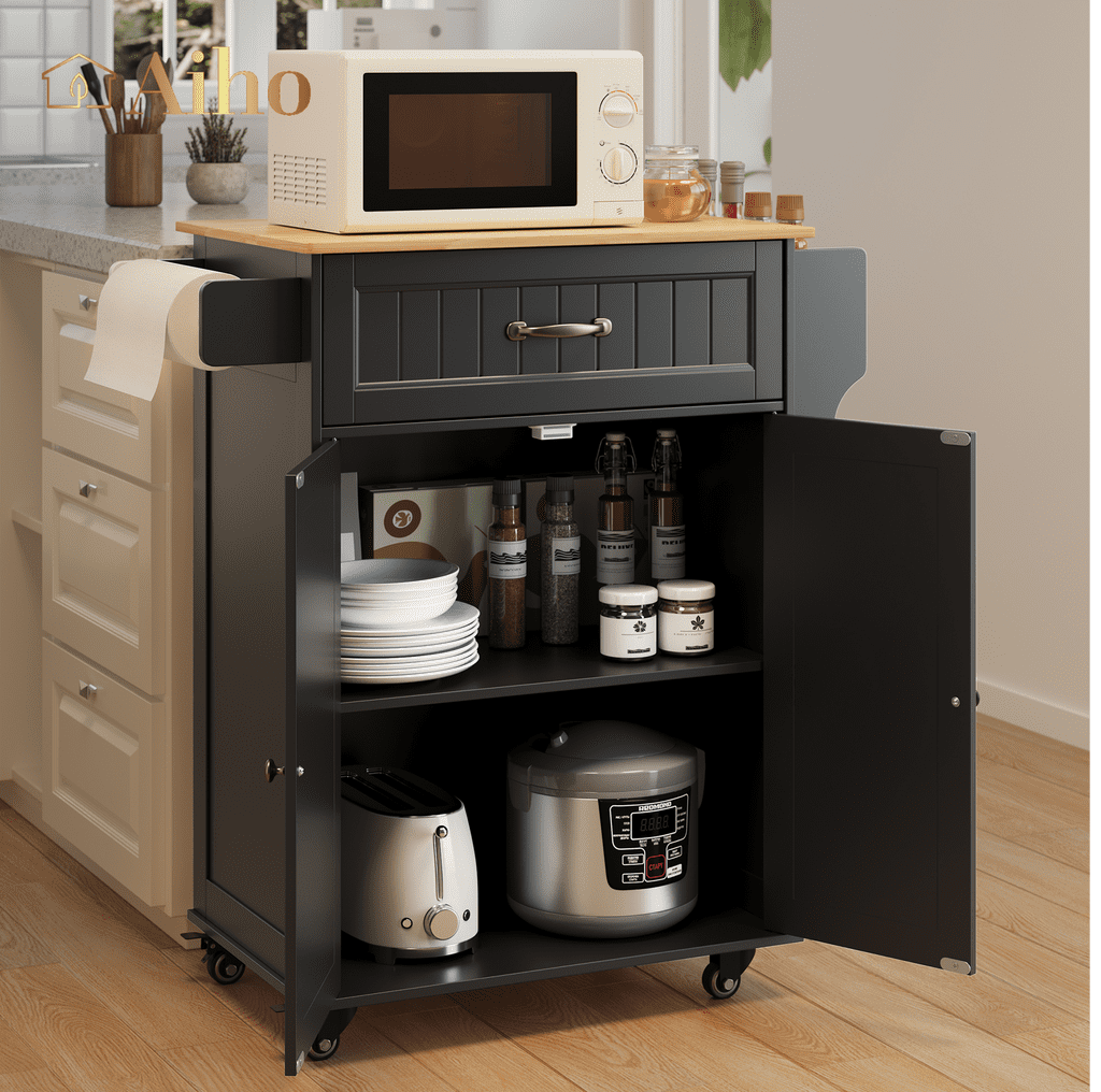 Aiho Kitchen Island Cart with Storage,Rolling Kitchen Island Side Table ...