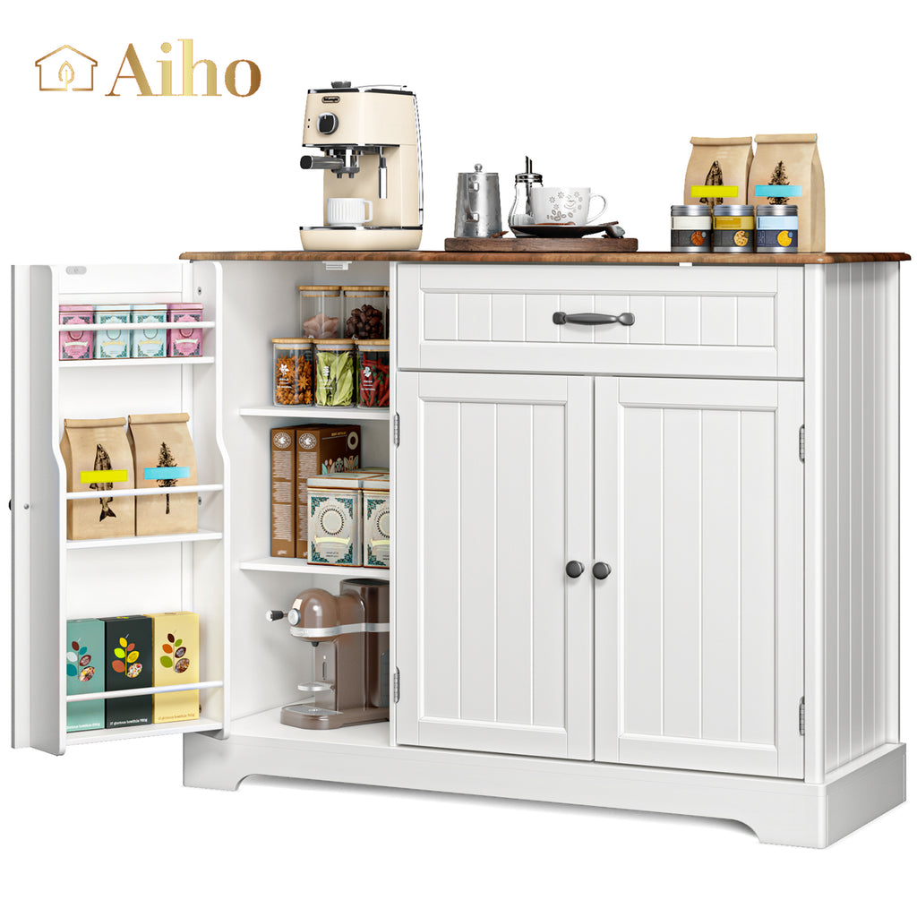 Aiho Kitchen Pantry Cabinet with Doors and Shelves, Coffee Bar Cabinet ...