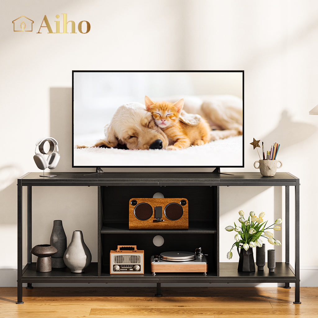 Aiho Mid-Century Wooden TV Stand for TVs up to 65" with Open Storage ...