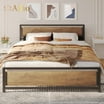 Lifezone Queen Bed Frame with Rustic Vintage Wood Headboard and ...