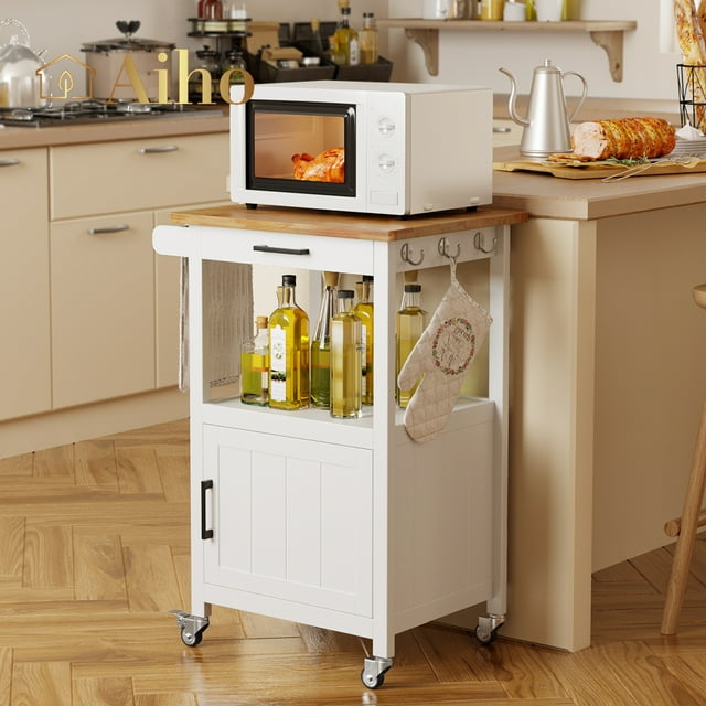 Aiho Portable Mobile Rolling Kitchen Island Cart with Storage, Rubber ...