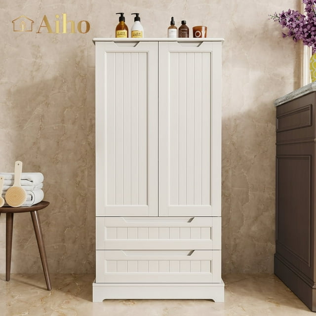 Aiho Storage Cabinet with 2 Doors & 2 Drawer, Pantry Cabinet for ...