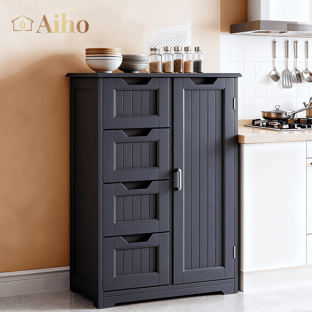 Aiho Wooden Kitchen Pantry Cabinet, 31.5"L Kitchen Storage Cabinets ...