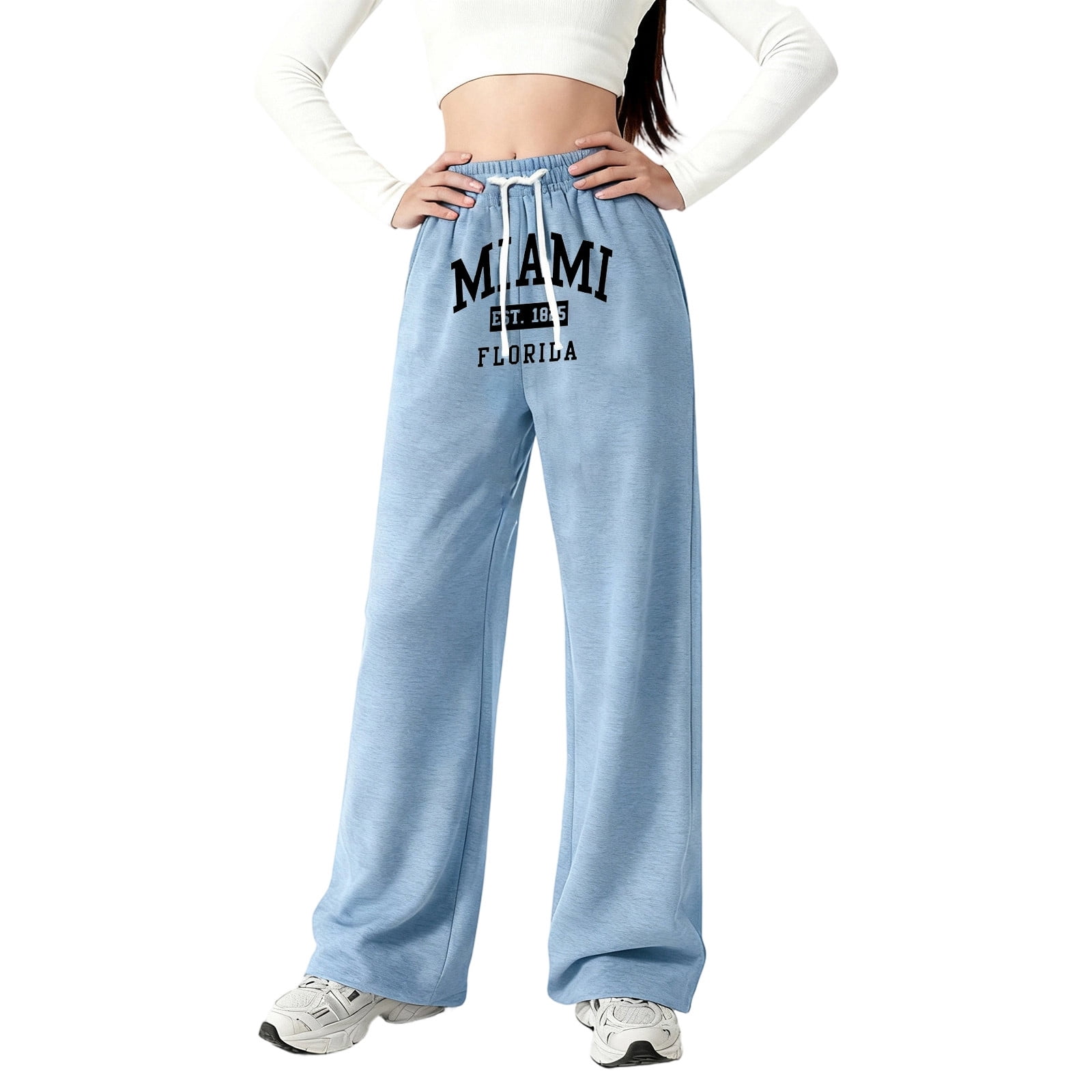 Aihuaihua Baggy Sweatpants for Girls Florida Letter Print Wide Leg ...