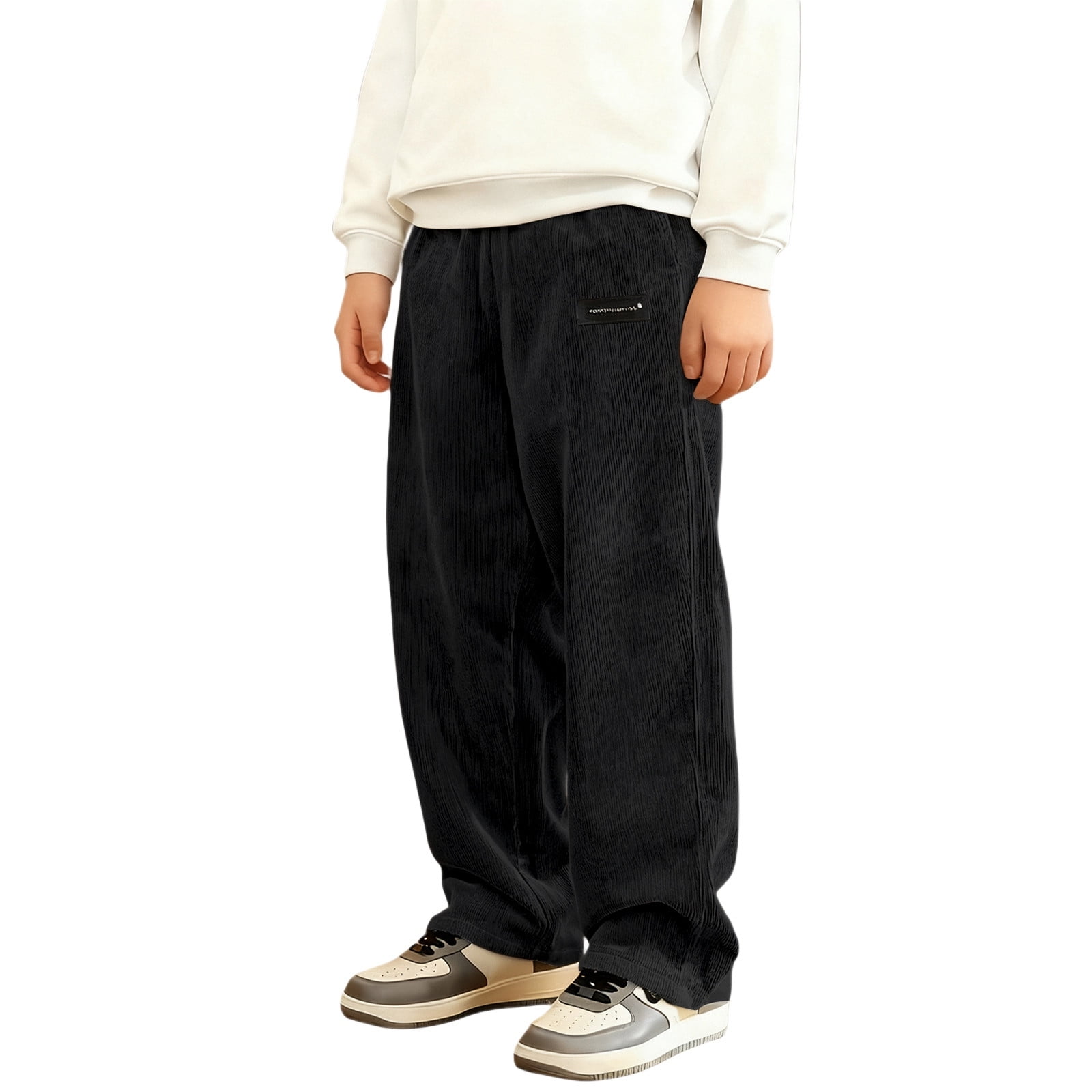 Aihuaihua Boy's Corduroy Pants Elastic Waist Straight Leg Comfy Fall ...