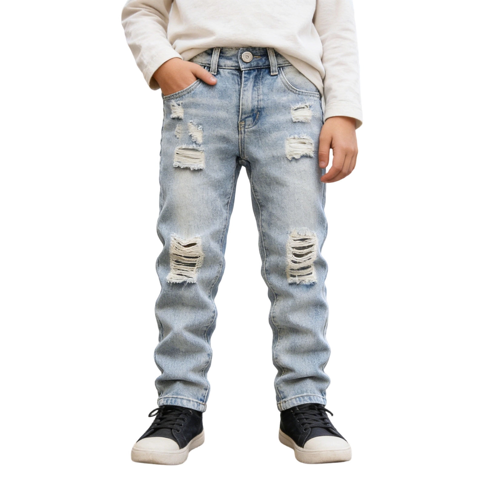 Aihuaihua Boy's Jeans Skinny Ripped Destroyed Distressed Stretch Slim ...