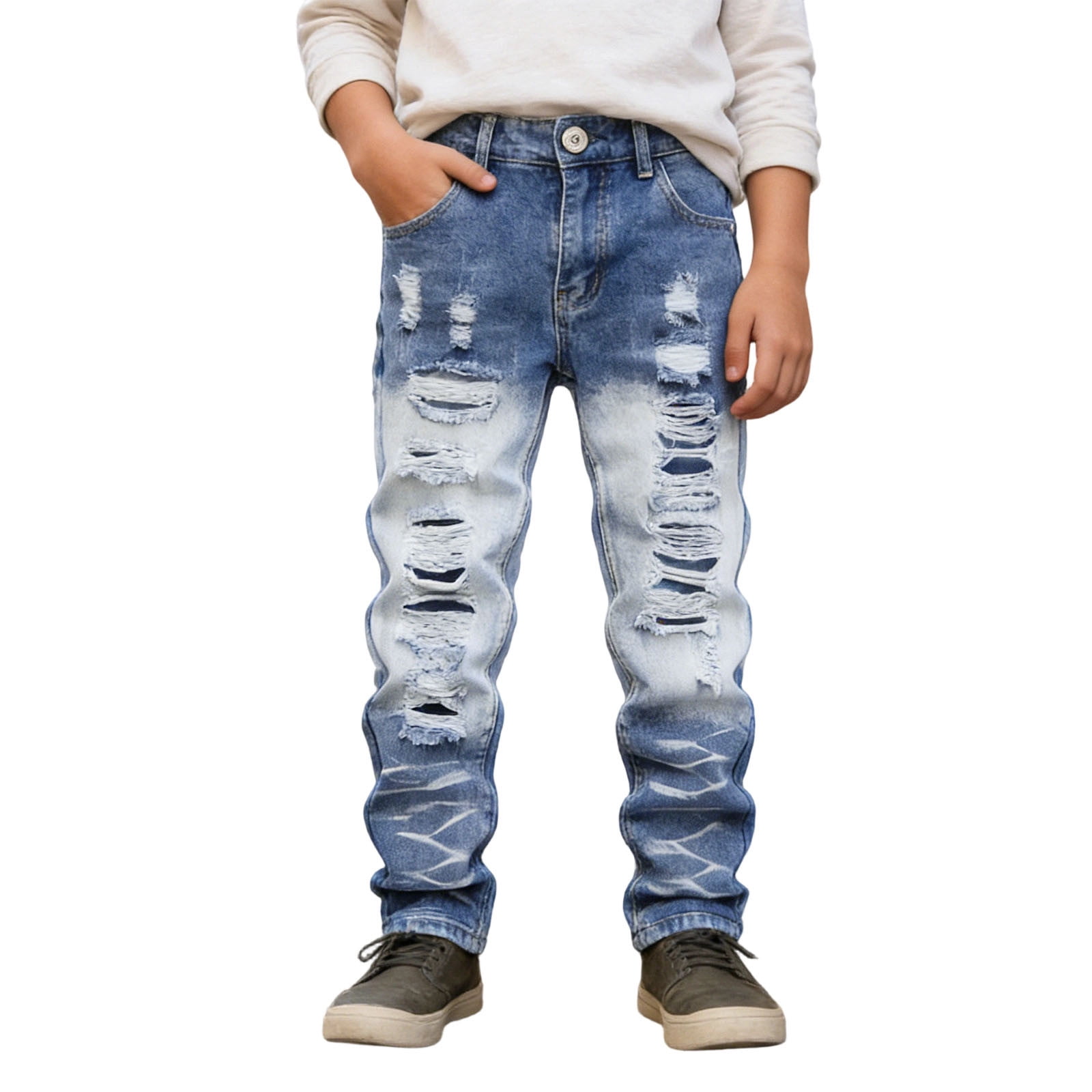 Aihuaihua Boy's Skinny Fit Ripped Destroyed Distressed Stretch Slim ...