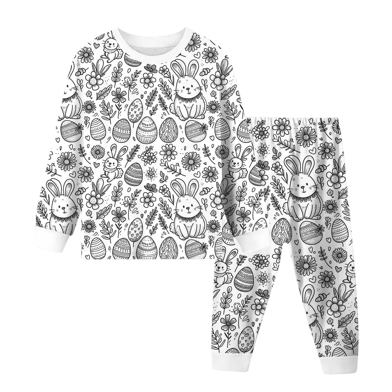 Aihuaihua Boys Fashion Casual Pajamas Set with Easter Bunny and Egg ...