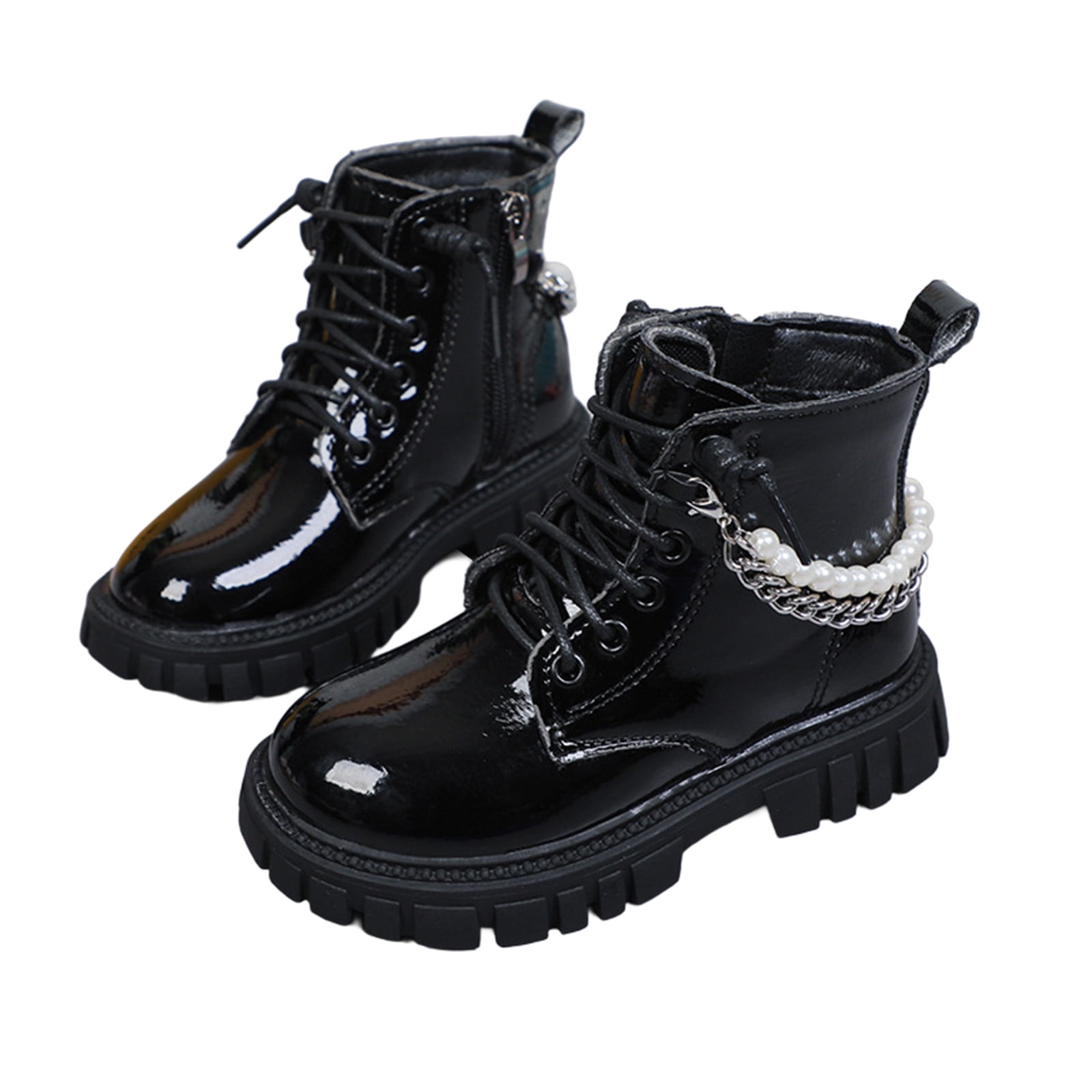 Aihuaihua Boys Girls Combat Boots Lace Up Side Zipper Ankle Booties for ...