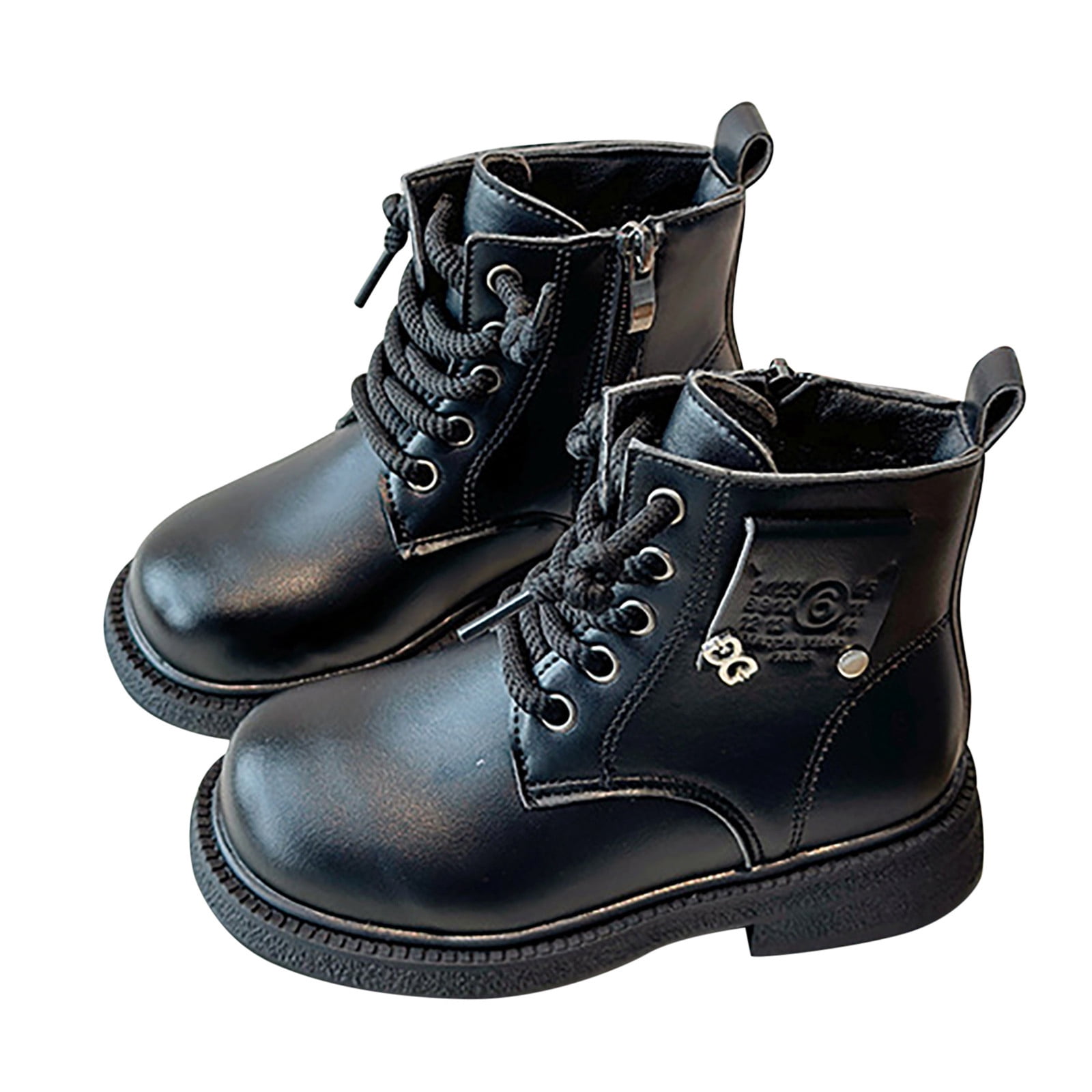 Aihuaihua Boys Girls Combat Boots Lace Up Side Zipper Ankle Booties for ...