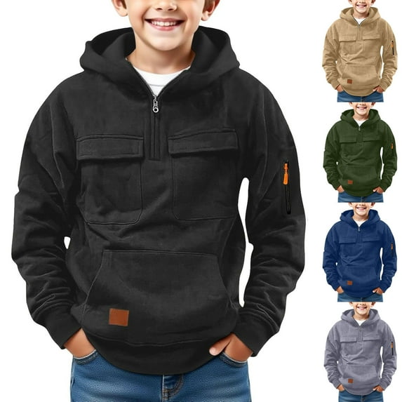 Aihuaihua Boys Hoodies Half Zip Hooded Pullover Long Sleeve Cargo ...