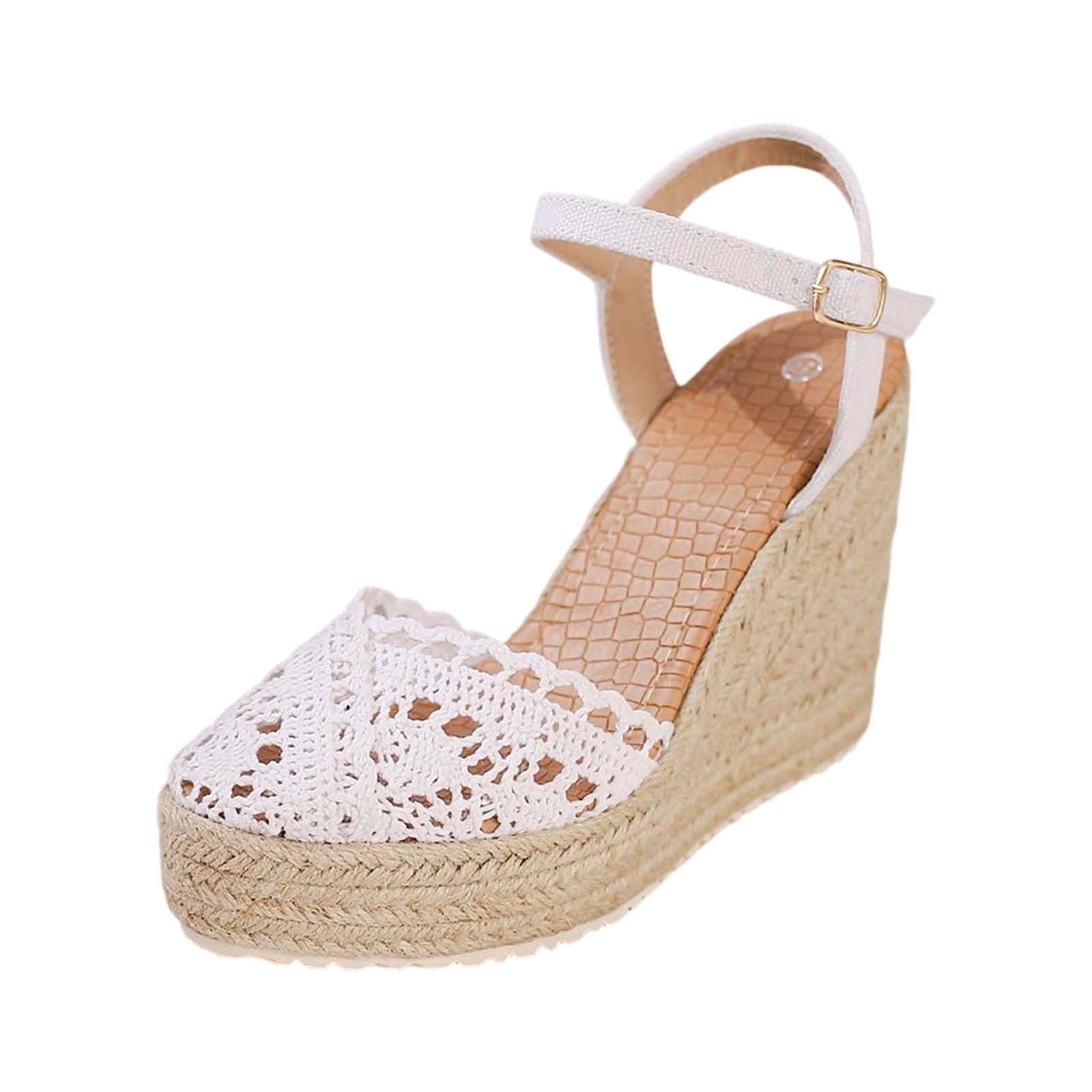 Aihuaihua Closed Toe Wedge Sandals for Women 2026 Dressy Braided High ...