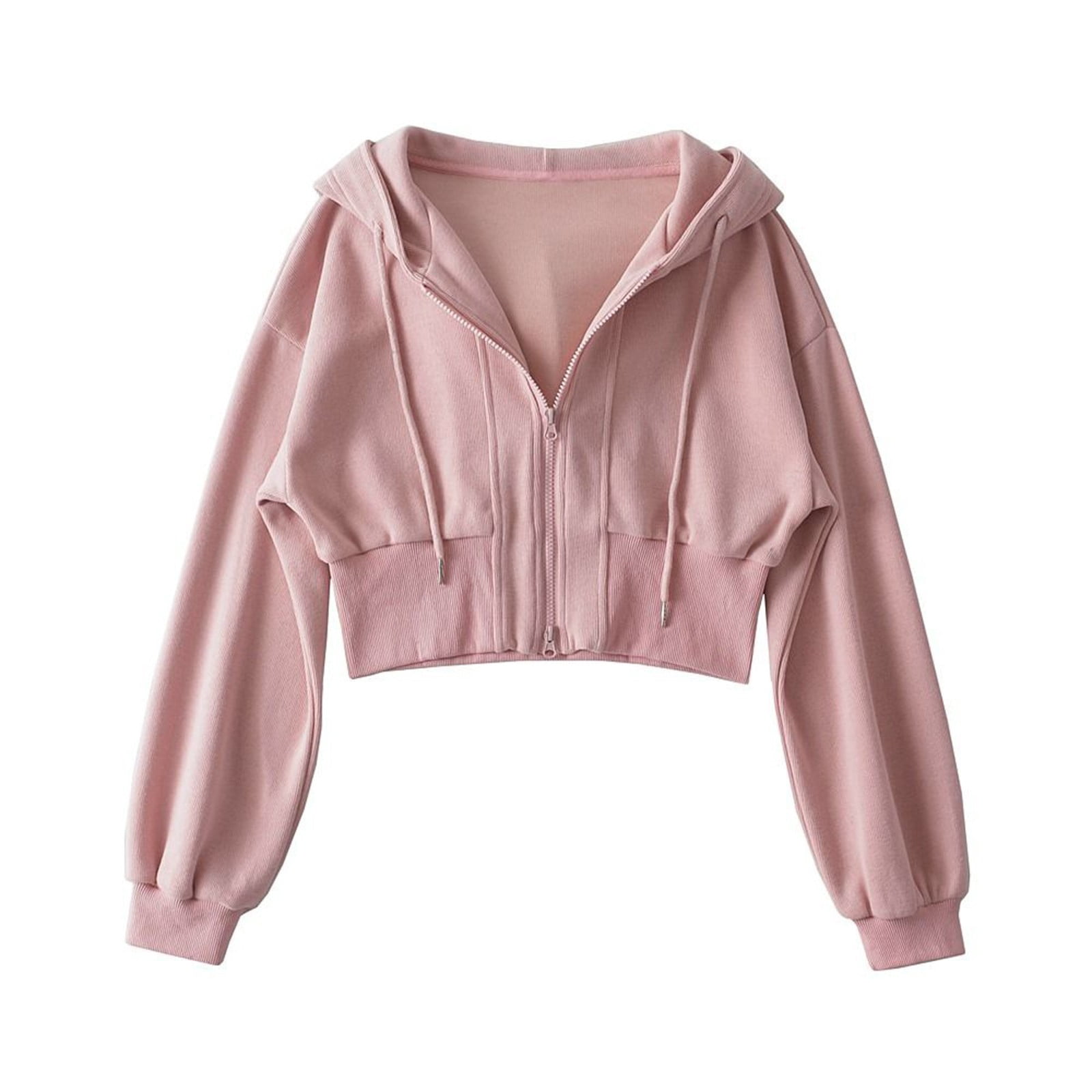 Aihuaihua Cropped Zip up Hoodie Women Long Sleeve Sweatshirt Comfort ...