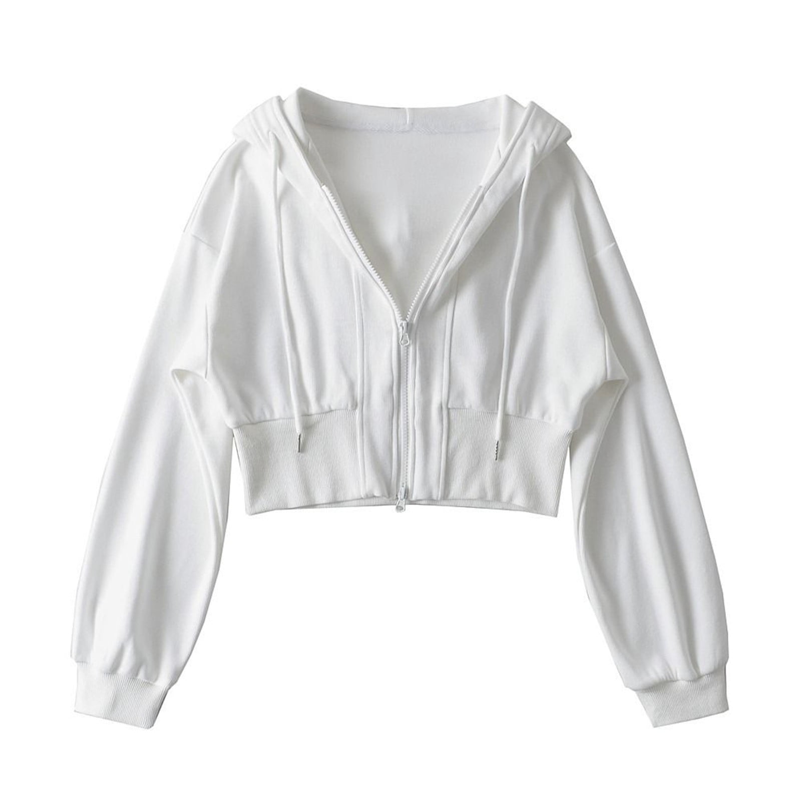 Aihuaihua Cropped Zip up Hoodie Women Long Sleeve Sweatshirt Comfort ...